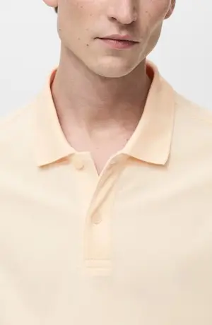 Mango Regular Fit Cotton Pique Knit Polo - Vanilla