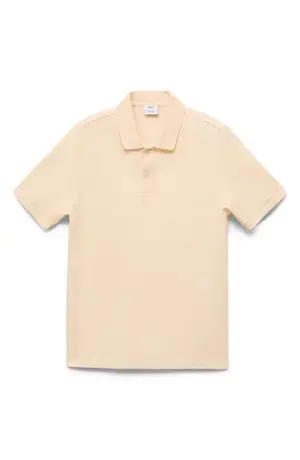 Mango Regular Fit Cotton Pique Knit Polo - Vanilla