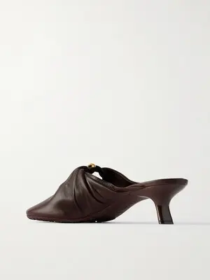 Loewe Pebble Embellished Cutout Leather Mules - Brown