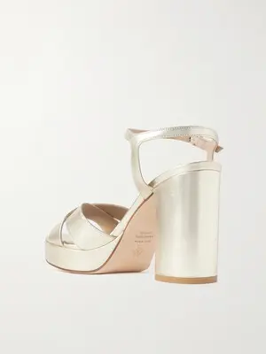 STUART WEITZMAN Dayna Metallic Leather Platform Sandals