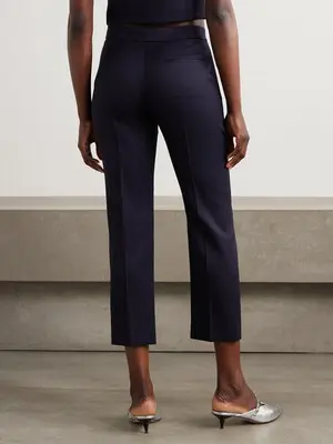 Alexander McQueen Grain De Poudre Wool Tapered Cropped Trousers