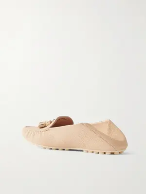 Loro Piana Tasseled Textured-leather Loafers - Neutrals