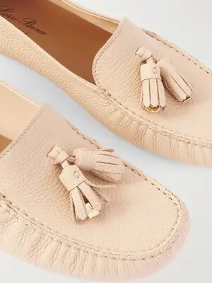 Loro Piana Tasseled Textured-leather Loafers - Neutrals
