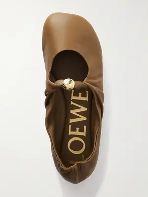 Loewe Pebble Embellished Leather Ballet Flats - Brown