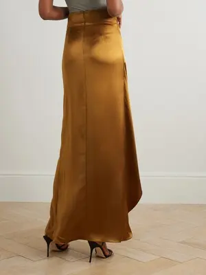 Galvan De Lovie Asymmetric Satin Maxi Skirt