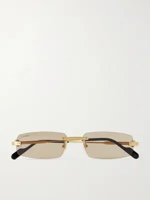 CARTIER Première De Rimless Rectangular Sunglasses - Gold