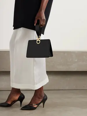 FERRAGAMO Mini Glossed-leather Clutch - Black