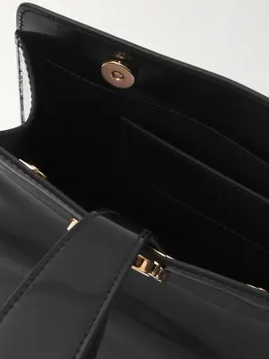 FERRAGAMO Mini Glossed-leather Clutch - Black