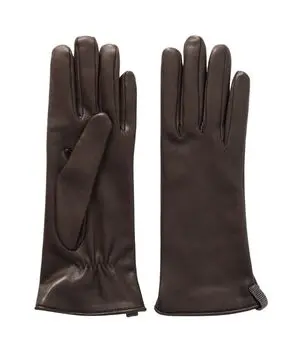 Brunello Cucinelli Bead-embellished Leather Gloves - Brown