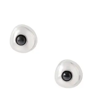 Agmes Large Doughnut Onyx Earrings - Silver