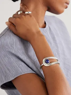 Agmes Becky Recycled Sterling Lapis Lazuli Cuff
