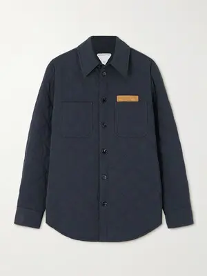 Bottega Veneta Quilted Cotton-blend Jacket With Suede Trim - Blue