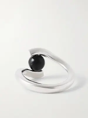 Agmes Claire Recycled Sterling And Onyx Ring