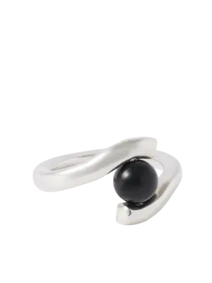 Agmes Claire Recycled Sterling And Onyx Ring - Silver