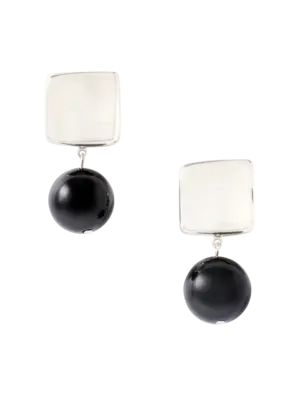 Agmes Luca Onyx Earrings - Silver