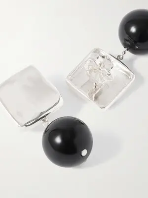 Agmes Luca Onyx Earrings - Silver