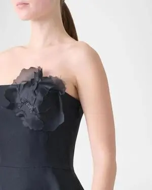 Akris Flower Corsage Strapless Gown - Black