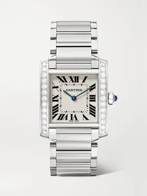 Cartier Tank Française Stainless Steel And Diamond Watch - Silver