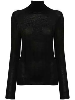 Saint Laurent Cassandre Wool Turtleneck Sweater - Black