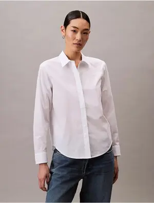 Calvin Klein Cotton Poplin Stretch Relaxed Button-down Shirt - Brilliant White