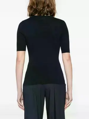 P.a.r.o.s.h Ribbed-knit Short-sleeve Top - Blue