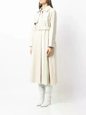 Goen.j Faux-leather Belted Trench Coat