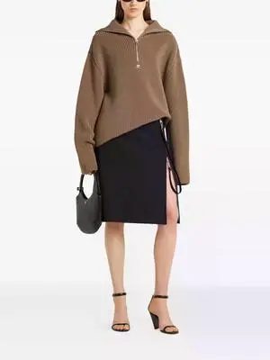 COURREGES Half-zip Ribbed-knit Sweater
