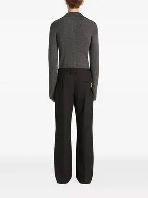 COURREGES Ribbed-knit Polo Top - Grey