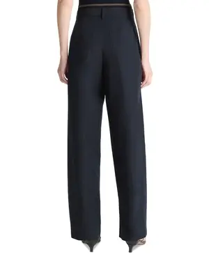 Vince Ribbed Waist Wide Leg Trousers