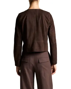 Vince Cropped Suede Jacket - Iron