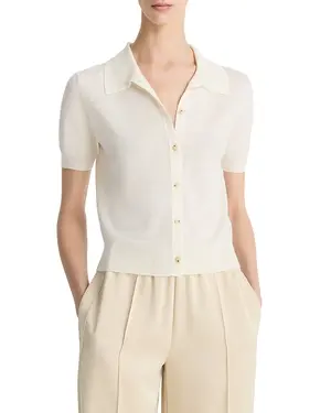 Vince Collared Button Up Top - Off White