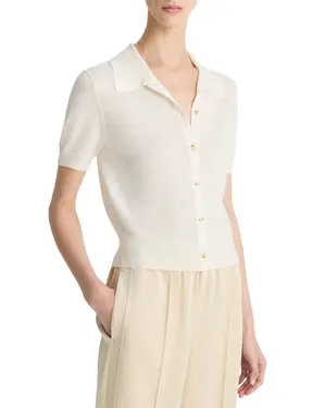 Vince Collared Button Up Top - Off White