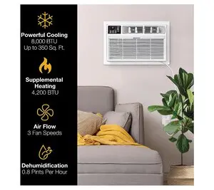 WHIRLPOOL 8,000 Btu Wall Air Conditioner W/ Sup Plemental Heat