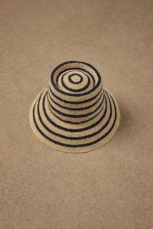 Janessa Leoné Harbor Straw Hat - Navy & Natural
