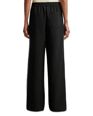 REISS Side Stripe Wide Leg Trousers - Black