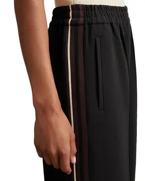 REISS Side Stripe Wide Leg Trousers - Black