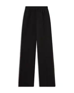 REISS Side Stripe Wide Leg Trousers - Black