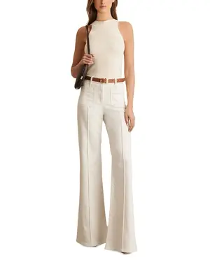 REISS Sakura Flare Patch Pocket Jeans - Ecru