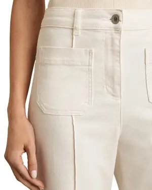REISS Sakura Flare Patch Pocket Jeans - Ecru