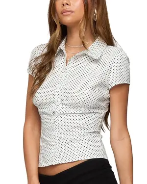 Women's Black White Polka Dot Shirts
