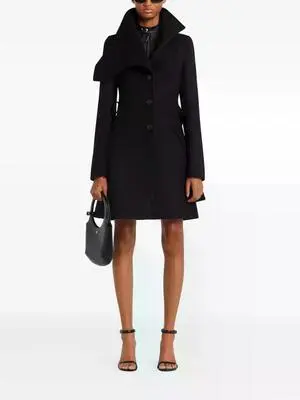 COURREGES Asymmetric-lapel Button-up Coat - Black