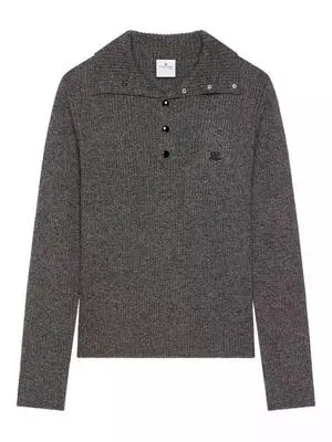 COURREGES Ribbed-knit Polo Top