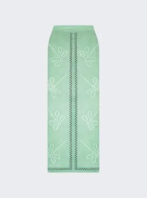 Calle Del Mar Garden Party A-line Midi Skirt - Green