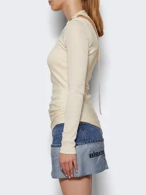 JEAN PAUL GAULTIER Twisted Layered Top With Piercing Detail - White
