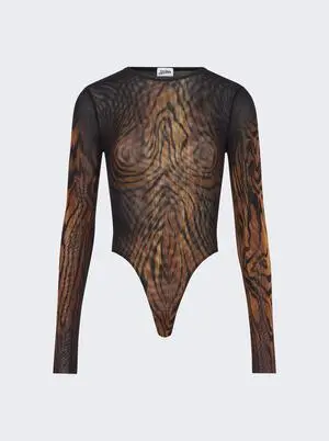 JEAN PAUL GAULTIER Mesh Printed Bodysuit - Black