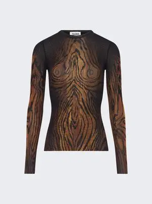JEAN PAUL GAULTIER Mesh Long Sleeve Top - Black