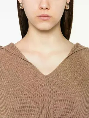 Max Mara Hooded Ribbed Jumper - Brown