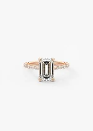 FRANK DARLING Cathedral Royale Pavé Emerald Cut Engagement Ring - Yellow Gold