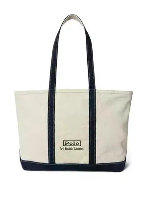 Ralph Lauren Logo-embroidered Canvas Tote - Neutrals