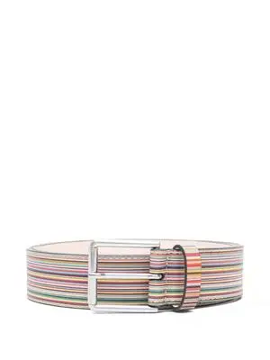 Paul Smith Striped Leather Belt - Blue